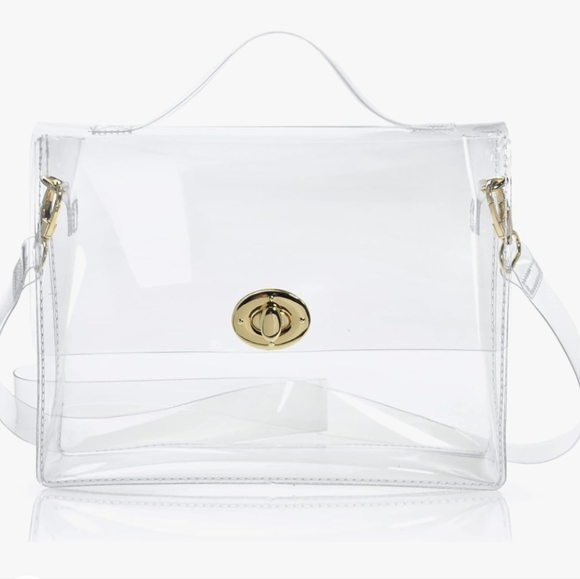 Hoxis | Bags | Clear Stadium Approved Crossbody Purse With Gold Colored ...